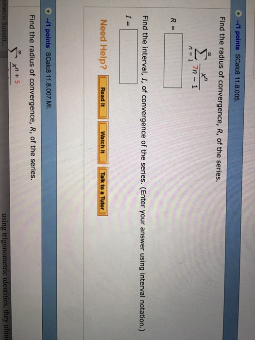 Solved 11 points SCalc8 11.8.005. Find the radius of | Chegg.com Solved 11 points SCalc8 11.8.005. Find the radius of | Chegg.com