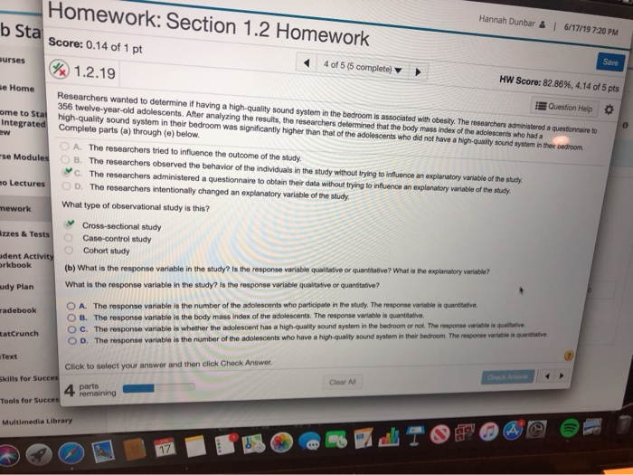 Solved Homework: Section 1.2 Homework b Sta Score: 0.14 of 1 | Chegg.com
