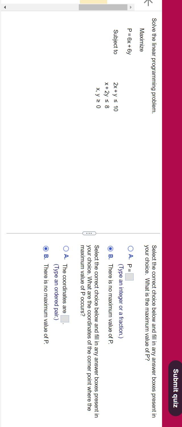 Solved Solve the linear programming problem. Select the | Chegg.com