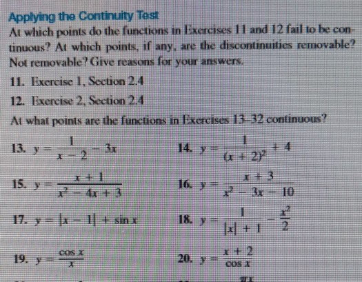 Solved Applying the Continuity Test At which points do the | Chegg.com