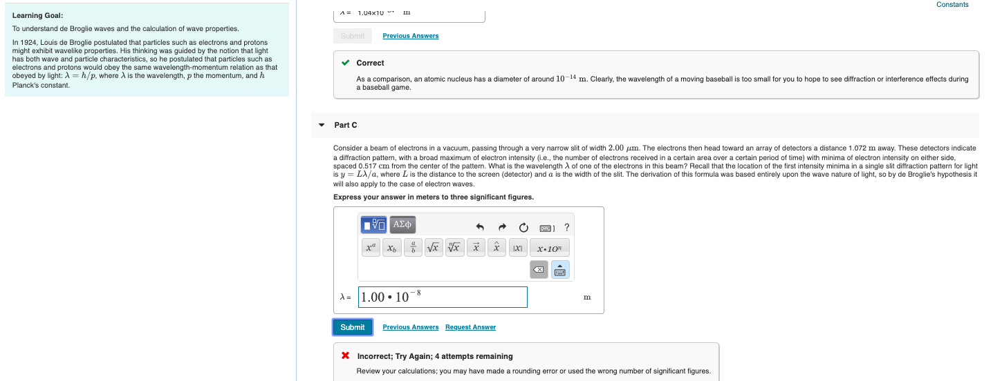 Constants Learning Goal: A = 1.04x10 + L Submit | Chegg.com