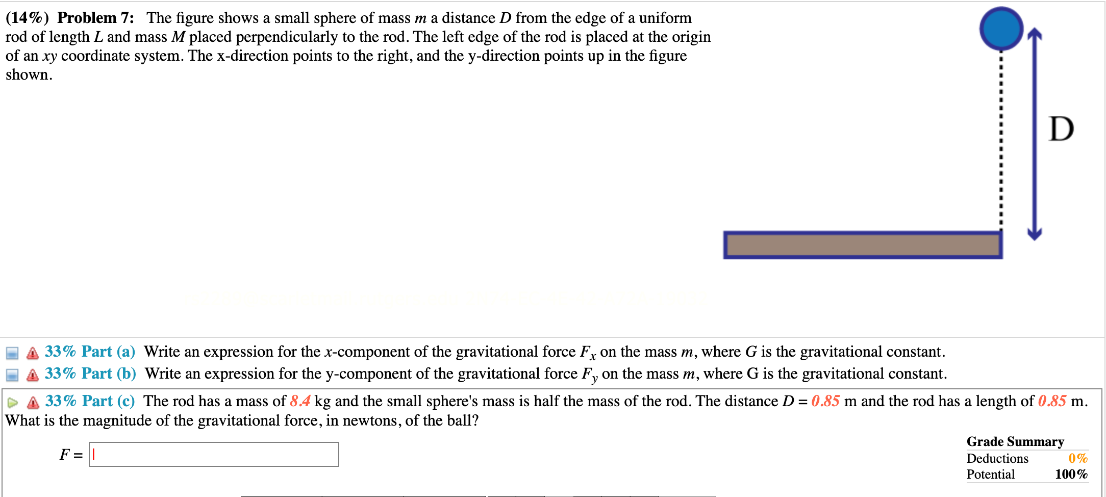 Solved (14\%) Problem 7: The figure shows a small sphere of | Chegg.com