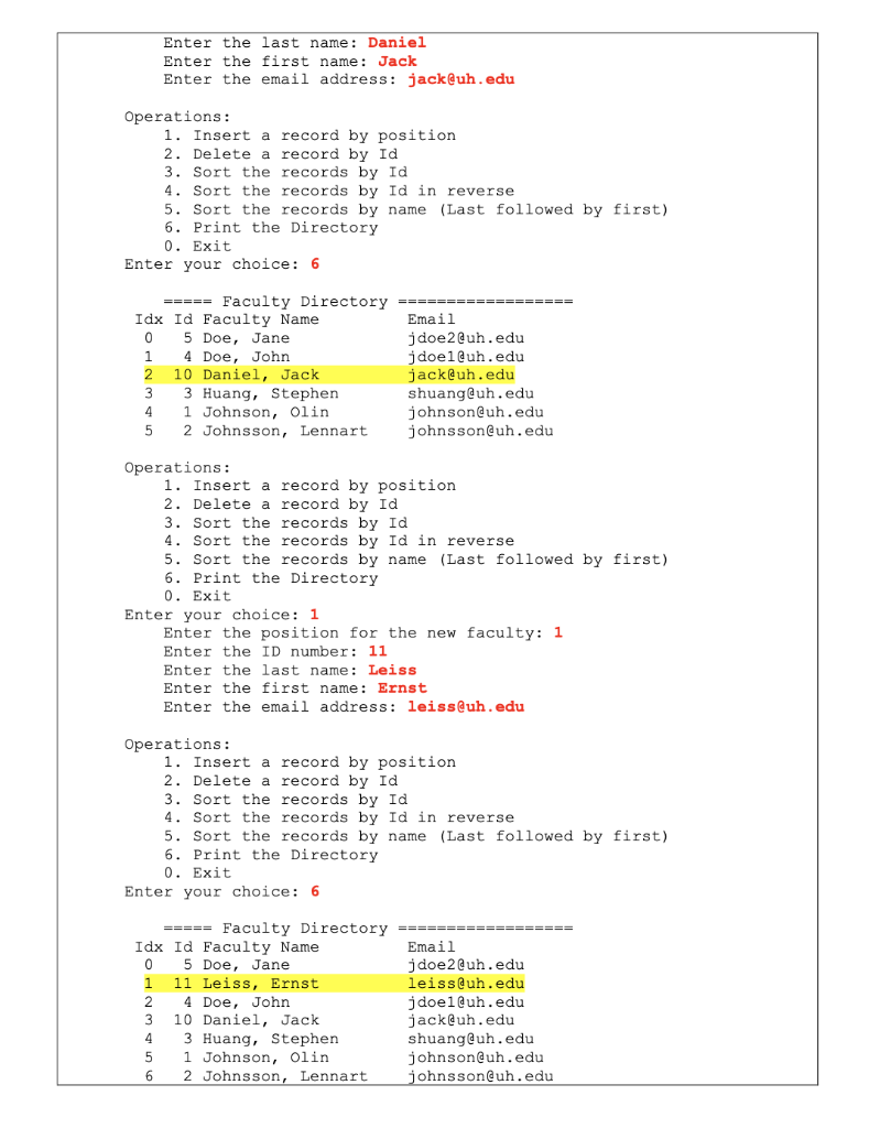 Solved COSC 1306 Spring 2021 Assignment 7: List Operations | Chegg.com