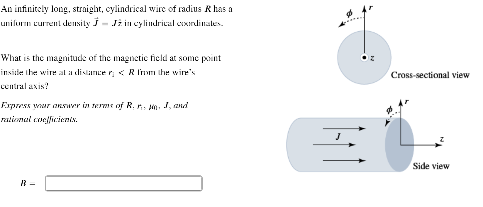 Solved by an EXPERT An ﻿infinitely long, straight, cylindrical wire of | Chegg.com