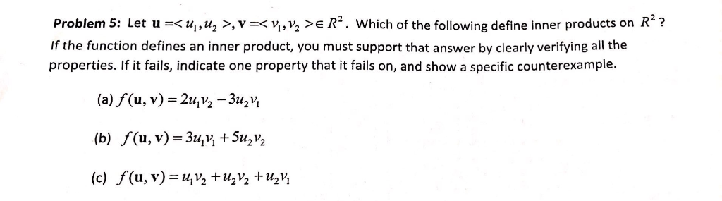 Solved Problem 5: Let u = , v = e R2 . Which | Chegg.com