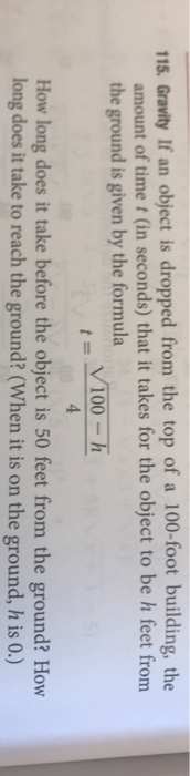 Solved If an object is dropped from the top of a 100-foot | Chegg.com