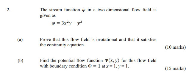 Solved 2. The stream function y in a two-dimensional flow | Chegg.com