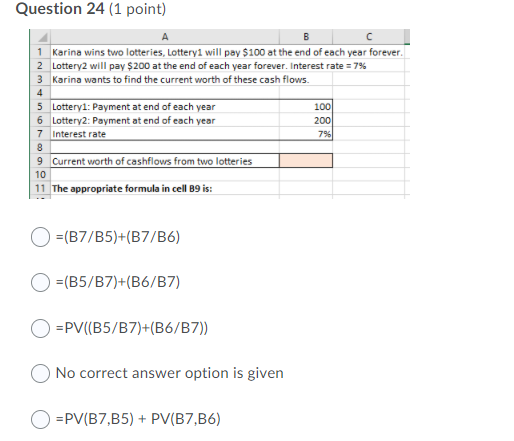 Solved 4 Question 24 (1 point) с 1 Karina wins two | Chegg.com