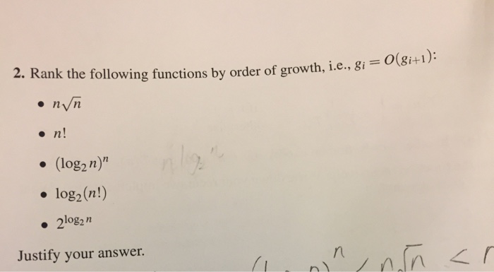 Solved 2. Rank the following functions by order of growth, | Chegg.com