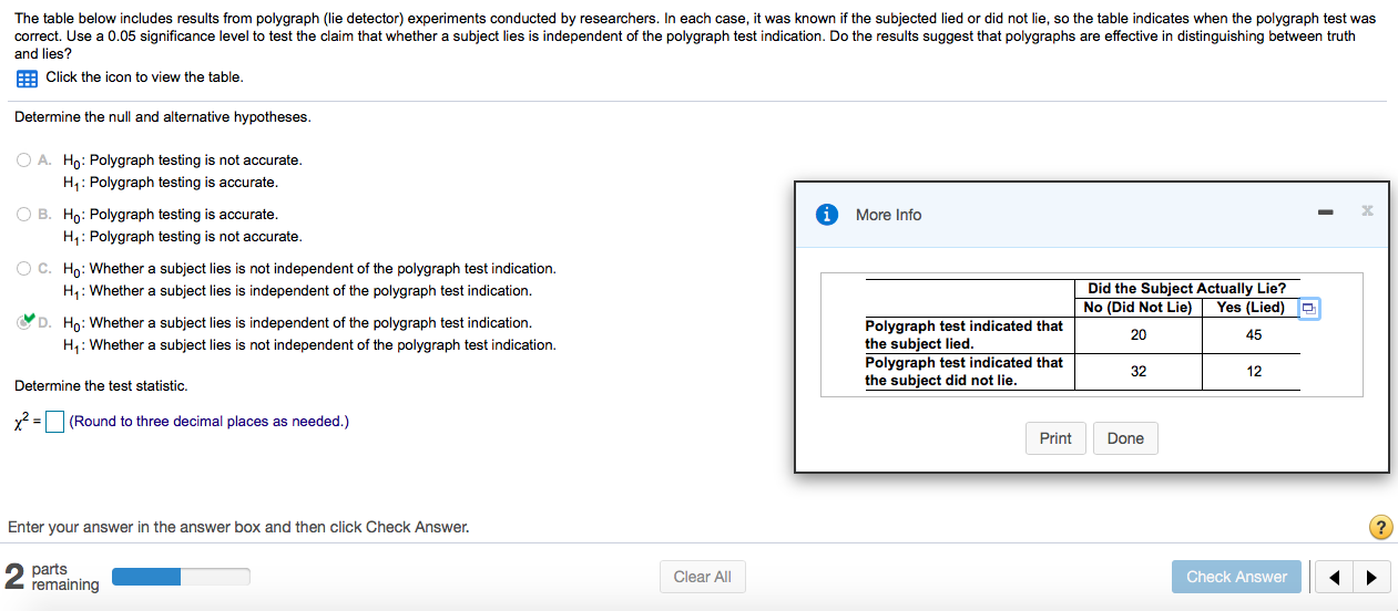 Solved The table below includes results from polygraph (lie | Chegg.com