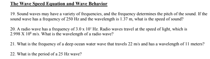 Solved The Wave Speed Equation and Wave Behavior 19. Sound | Chegg.com