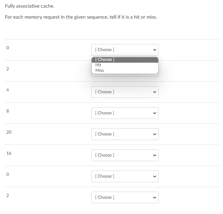 Consider the same sequence of memory address | Chegg.com