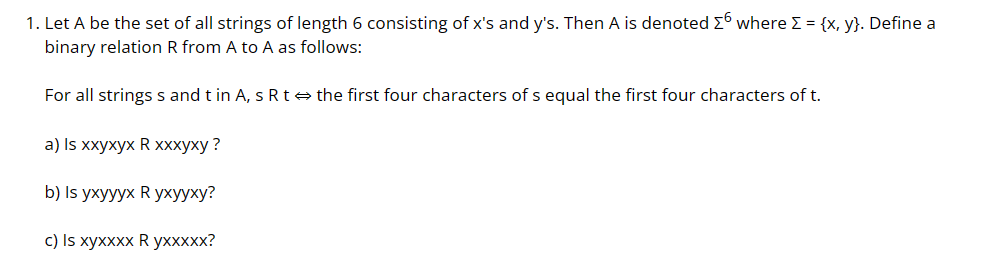 Solved 1. Let A be the set of all strings of length 6 | Chegg.com