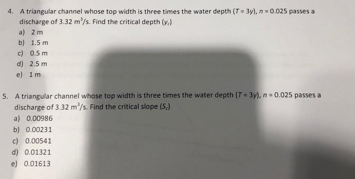 A triangular channel whose top width is three times | Chegg.com