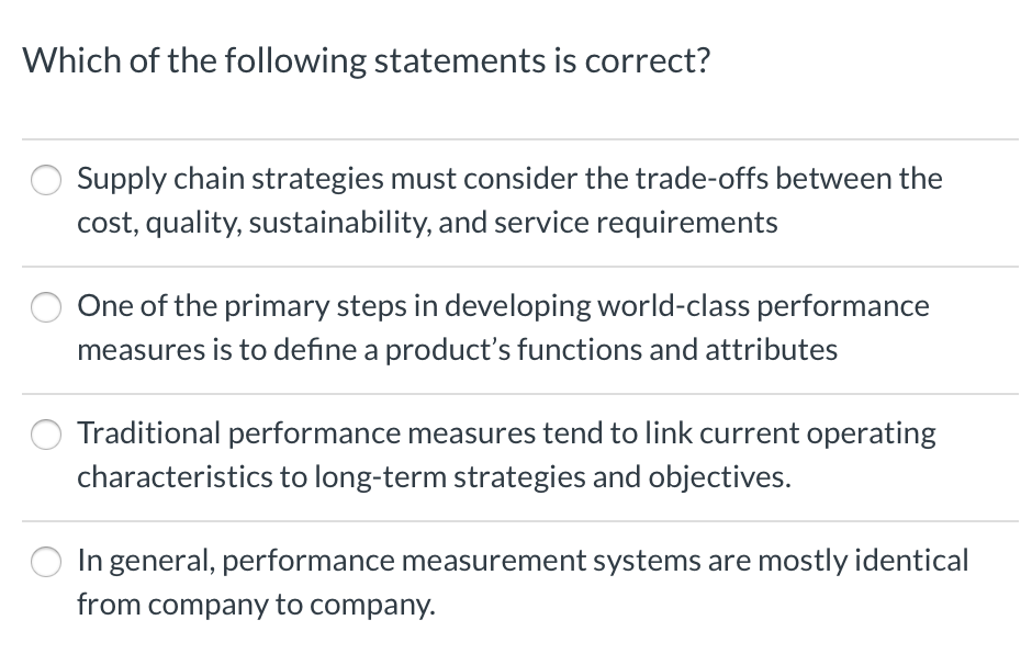 Solved Which of the following statements is correct? Supply | Chegg.com