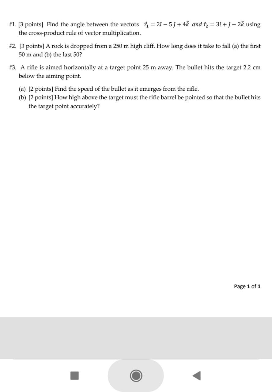 Solved \#1. [3 points] Find the angle between the vectors | Chegg.com