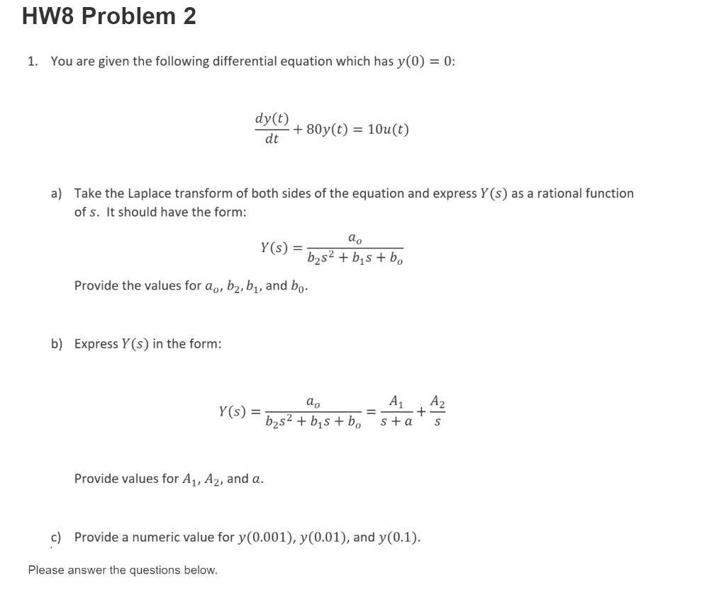 Solved HW8 Problem 2 1. You are given the following | Chegg.com