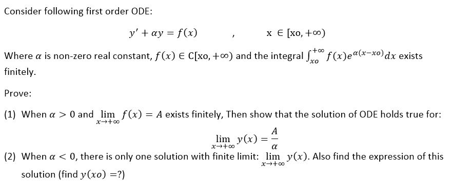 Solved Consider Following First Order Ode