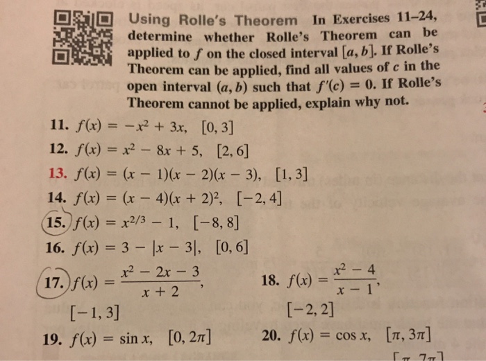 Solved Using Rolle's Theorem In Exercises 11-24, determine | Chegg.com