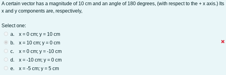 Solved A certain vector has a magnitude of 10 cm and an | Chegg.com