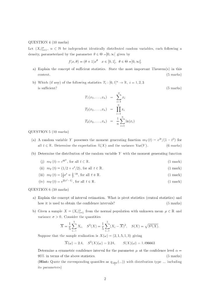 Solved Please Answer Question 6 Question 6 10 Marks A 