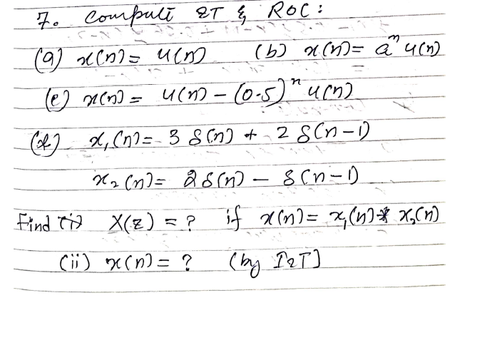 m 7. compute &T & ROCE (9) n(n= ulm (b) a (n= a u(n) | Chegg.com