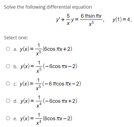 Solved Solve the following differential equation 5 6 Tsin | Chegg.com