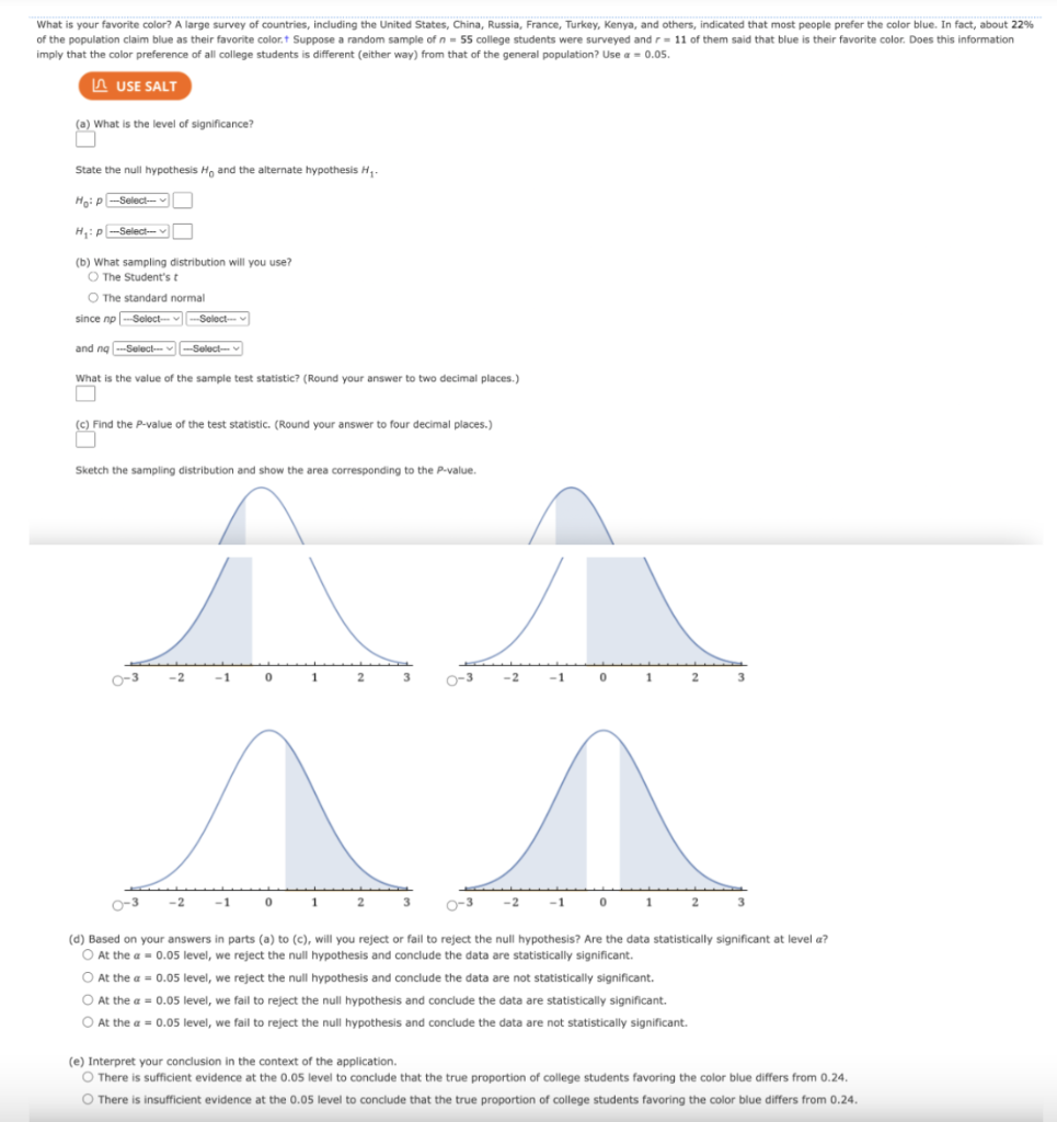 Solved What is your favorite color? A large survey of | Chegg.com