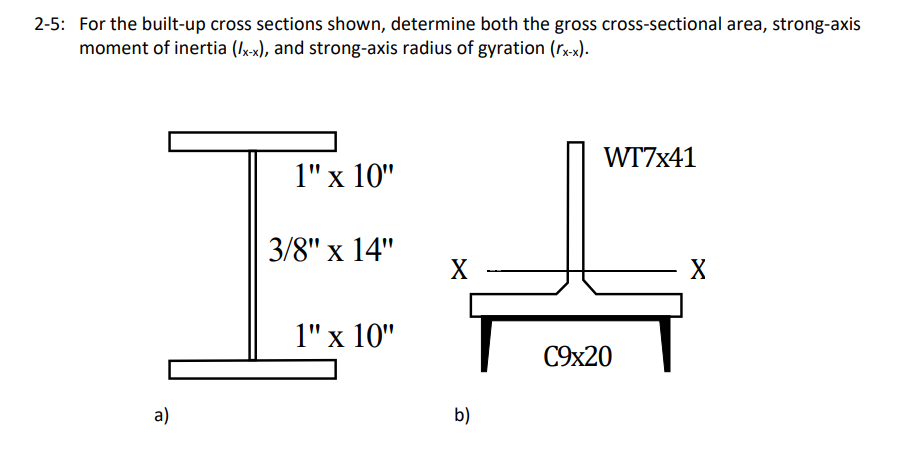 Solved 2-5: For the built-up cross sections shown, determine | Chegg.com