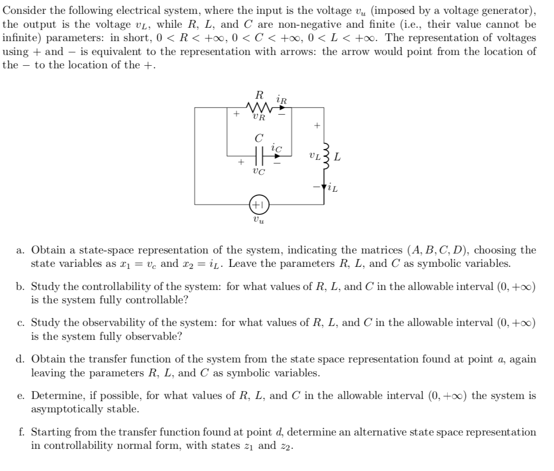 Solved Consider the following electrical system, where the | Chegg.com
