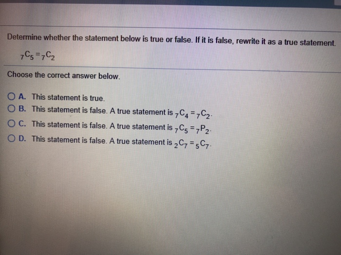 Solved Determine Whether The Statement Below Is True Or