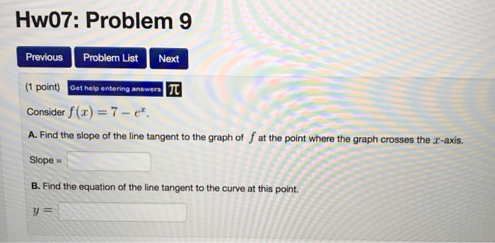 Solved Hw07: Problem 9 Previous Problem ListNext (1 point) | Chegg.com