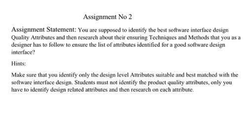 Solved Assignment No 2 Assignment Statement: You are | Chegg.com