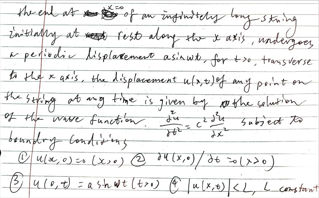 Solved infinitely long string initially at a rest along the | Chegg.com