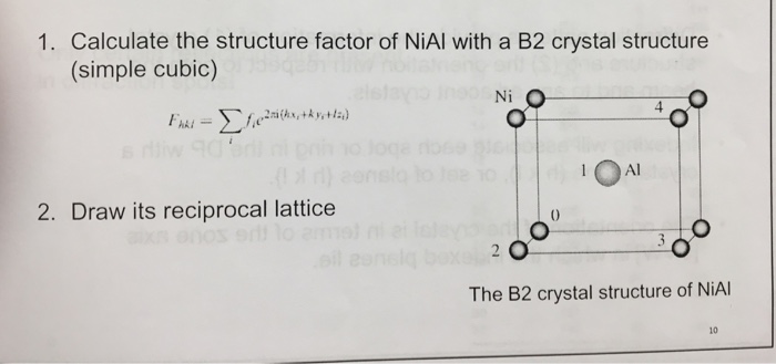 Solved 1. Calculate the structure factor of NiAl with a B2 | Chegg.com