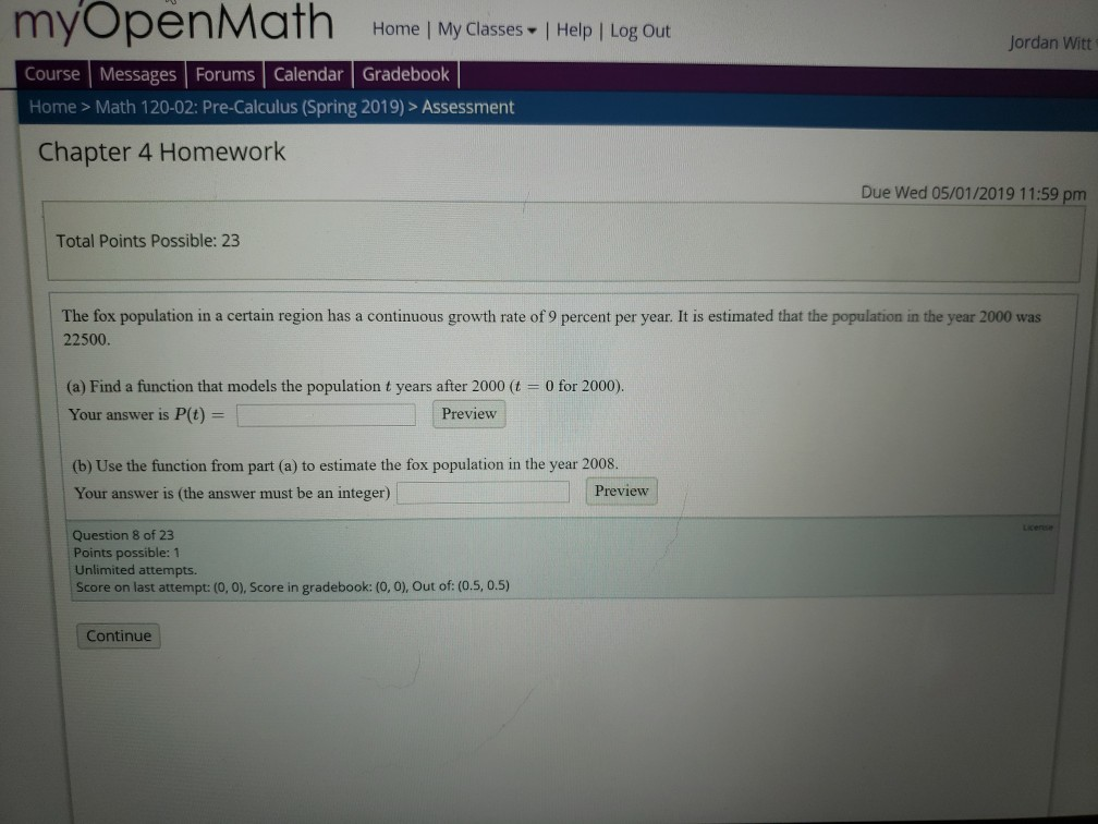 Solved myOpenMath Home | My Classes | Help | Log Out Jordan | Chegg.com