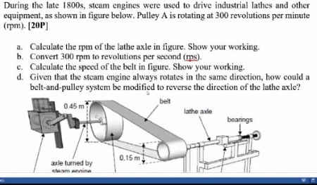 Solved During the late 1800s, steam engines were used to | Chegg.com
