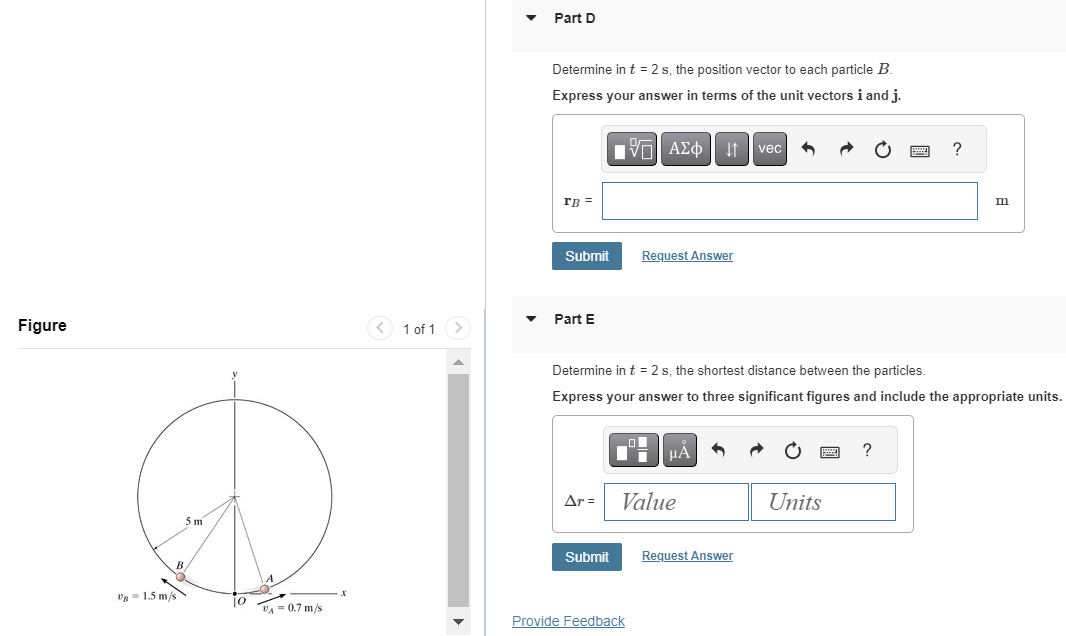 Solved The two particles A and B start at the origin O and | Chegg.com
