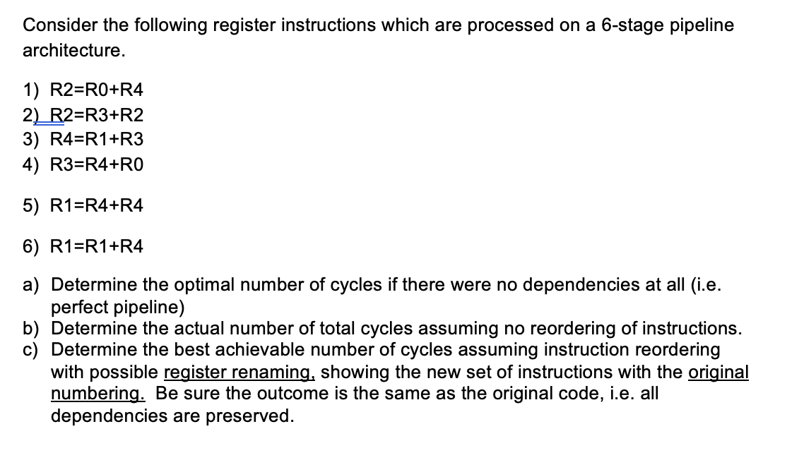 Solved Consider the following register instructions which | Chegg.com
