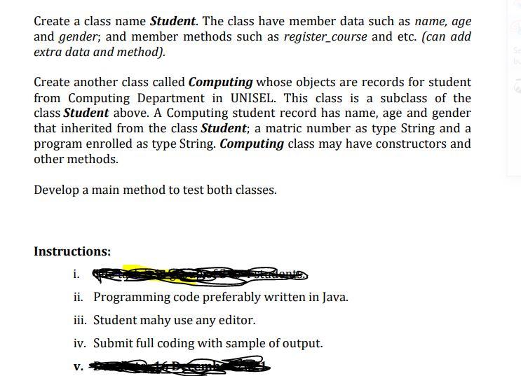 Solved Create a class name Student. The class have member | Chegg.com
