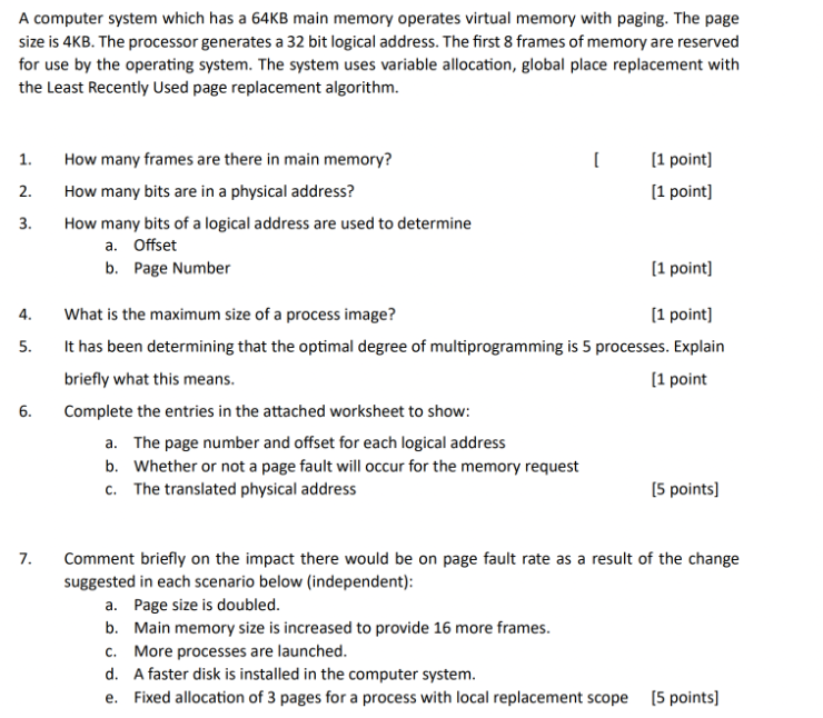 Solved A computer system which has a 64 KB main memory | Chegg.com
