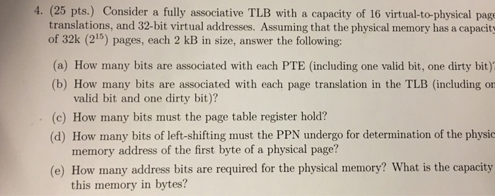 Solved Consider a fully associative TLB with a capacity of | Chegg.com