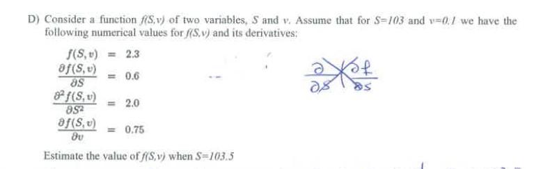 Solved D) Consider a function f(S,v) of two variables, S and | Chegg.com