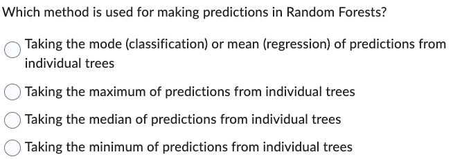 Solved Which method is used for making predictions in Random | Chegg.com