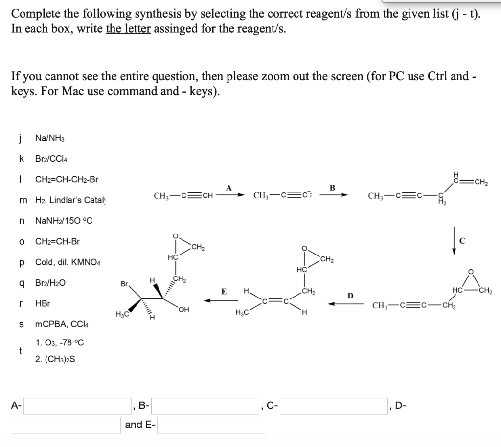 Solved Complete the following synthesis by selecting the | Chegg.com