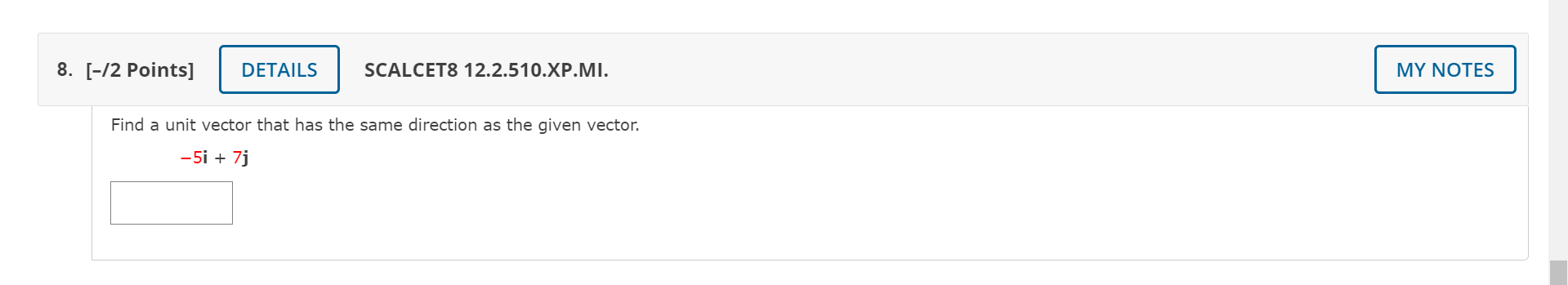 Solved 8. [-/2 Points] DETAILS SCALCET8 12.2.510.XP.MI. MY | Chegg.com