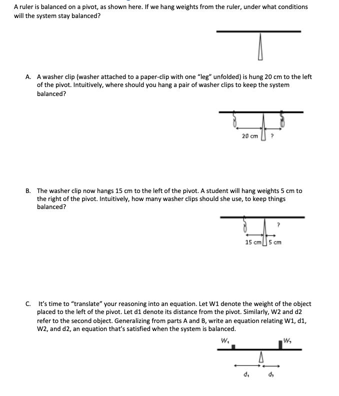 Solved A ruler is balanced on a pivot, as shown here. If we | Chegg.com