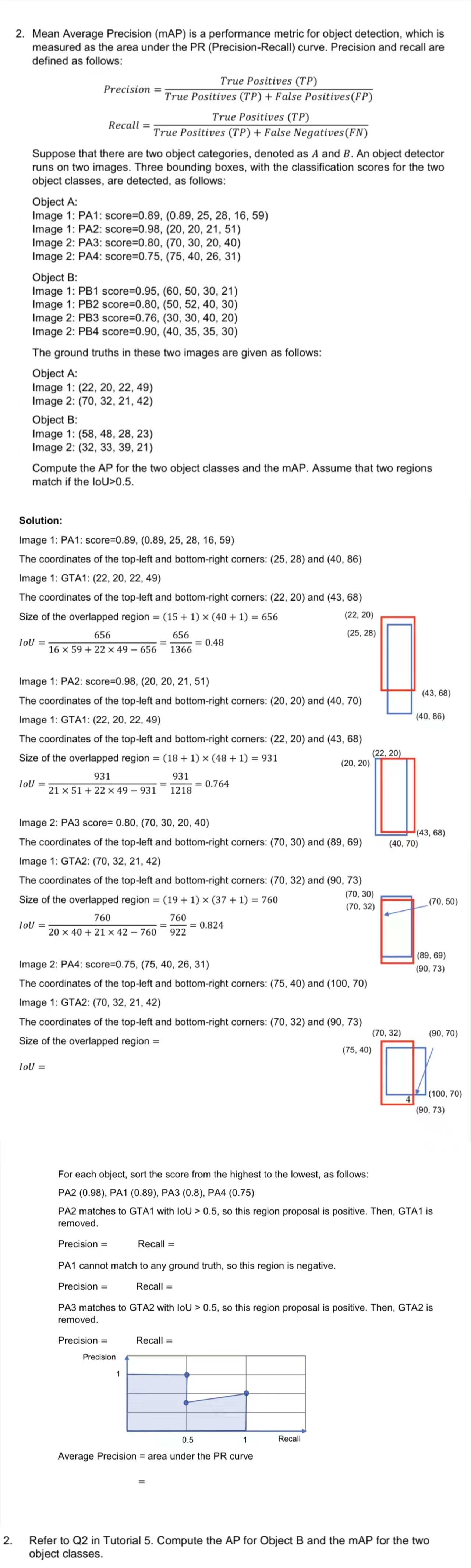 Solved 2 Mean Average Precision Map Is A Performance 9500