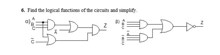 Solved 6. Find the logical functions of the circuits and | Chegg.com