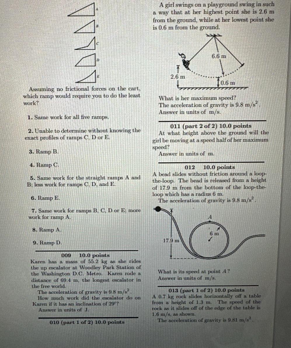 Solved A girl swings on a playground swing in such a way | Chegg.com
